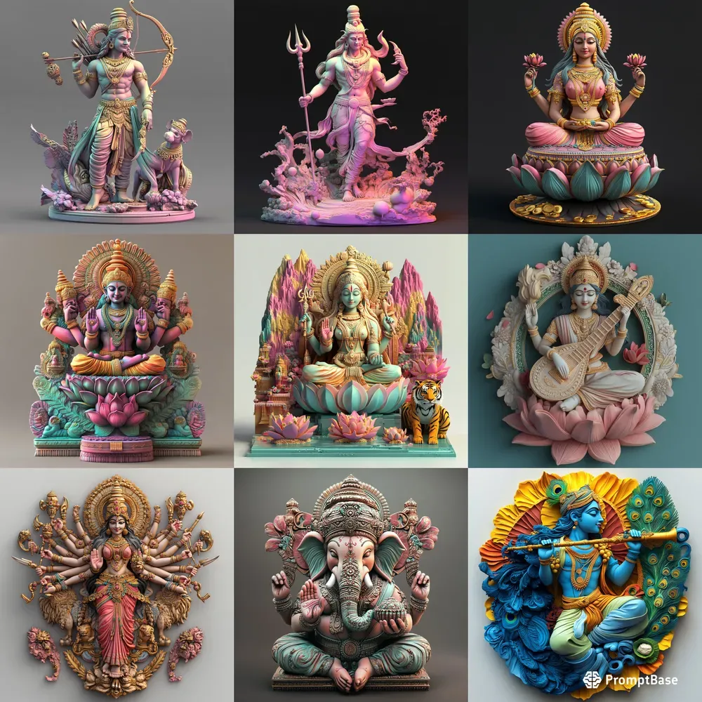3D Designs For Deity Sculptures Midjourney Prompt | PromptBase