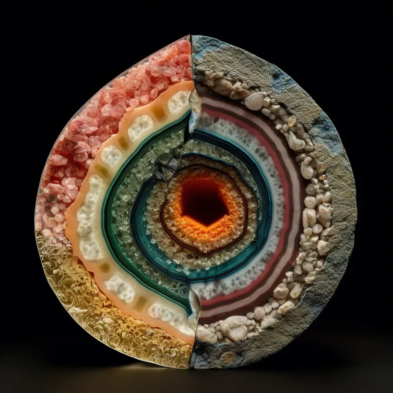 Cross-sections Of Rocks And Minerals Midjourney Prompt | PromptBase