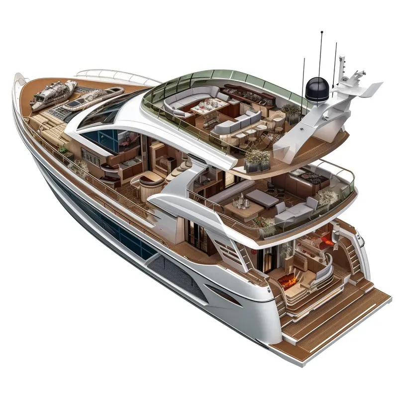 Cutaway Views Of Modern Yachts Midjourney Prompt | PromptBase