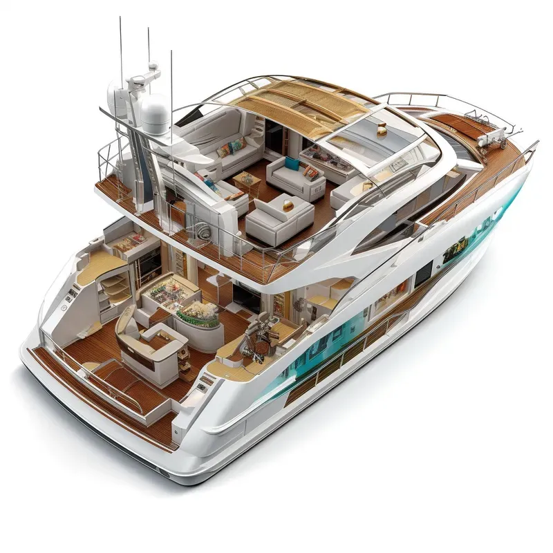 Cutaway Views Of Modern Yachts Midjourney Prompt | PromptBase