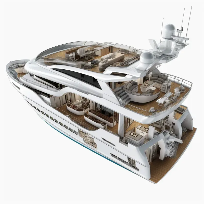 Cutaway Views Of Modern Yachts Midjourney Prompt | PromptBase
