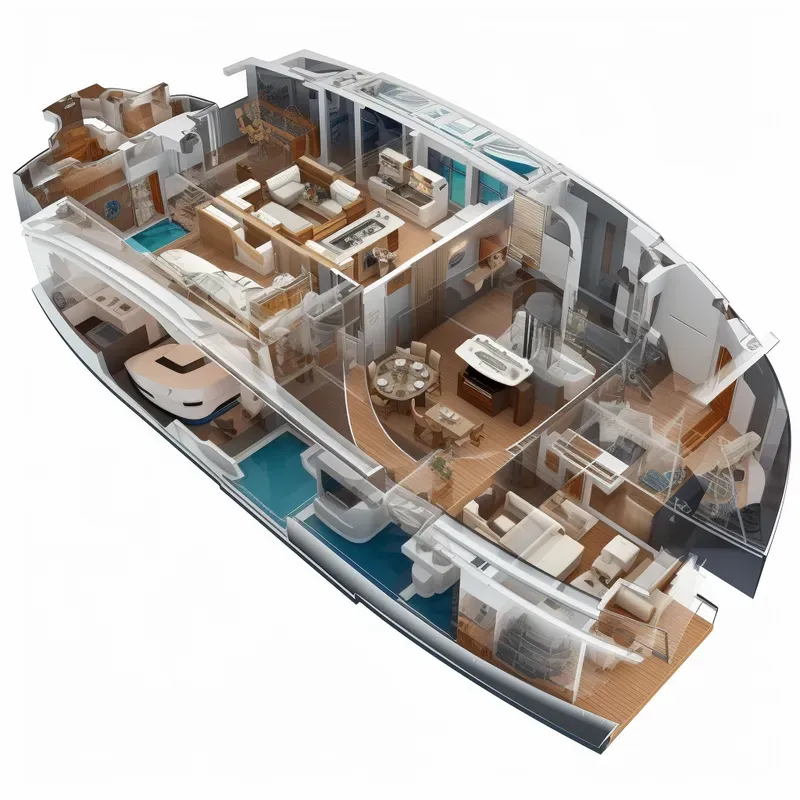 Cutaway Views Of Modern Yachts Midjourney Prompt | PromptBase