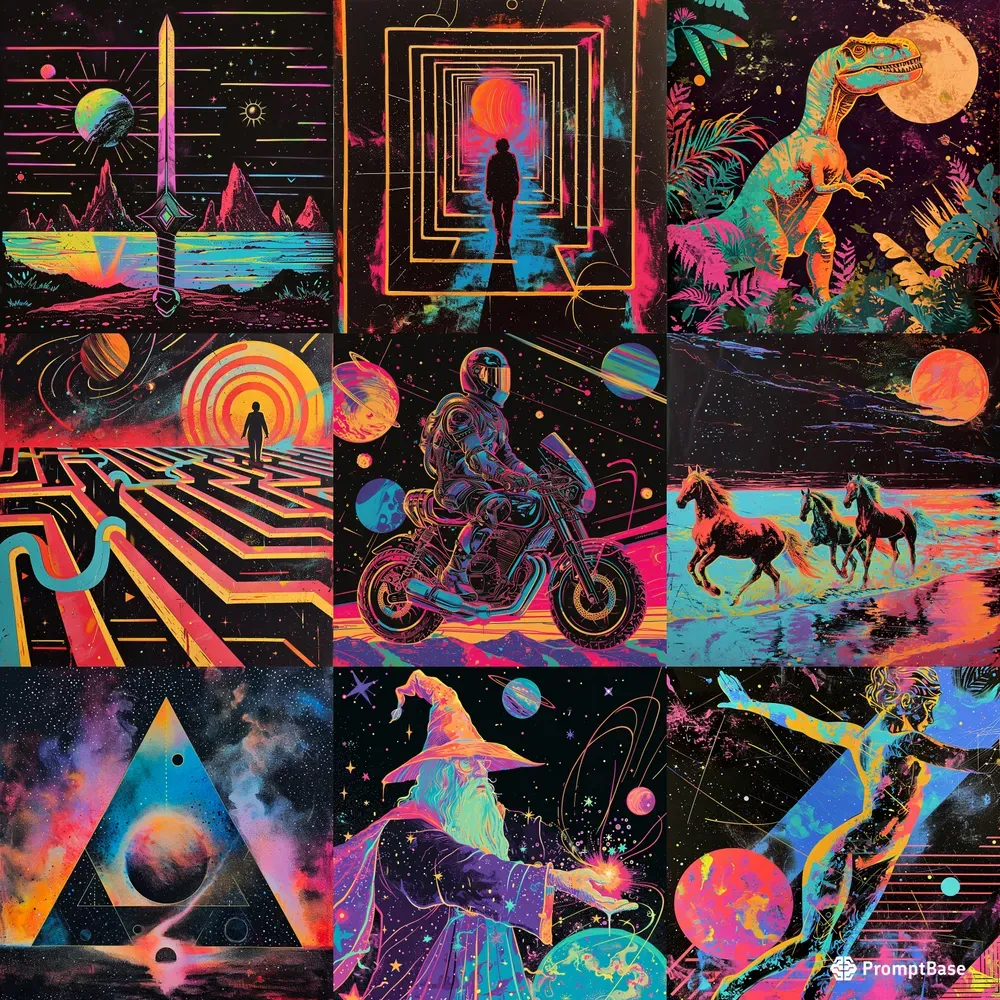 Holographic Neon Riosgraph Analog Prints Midjourney Prompt | PromptBase