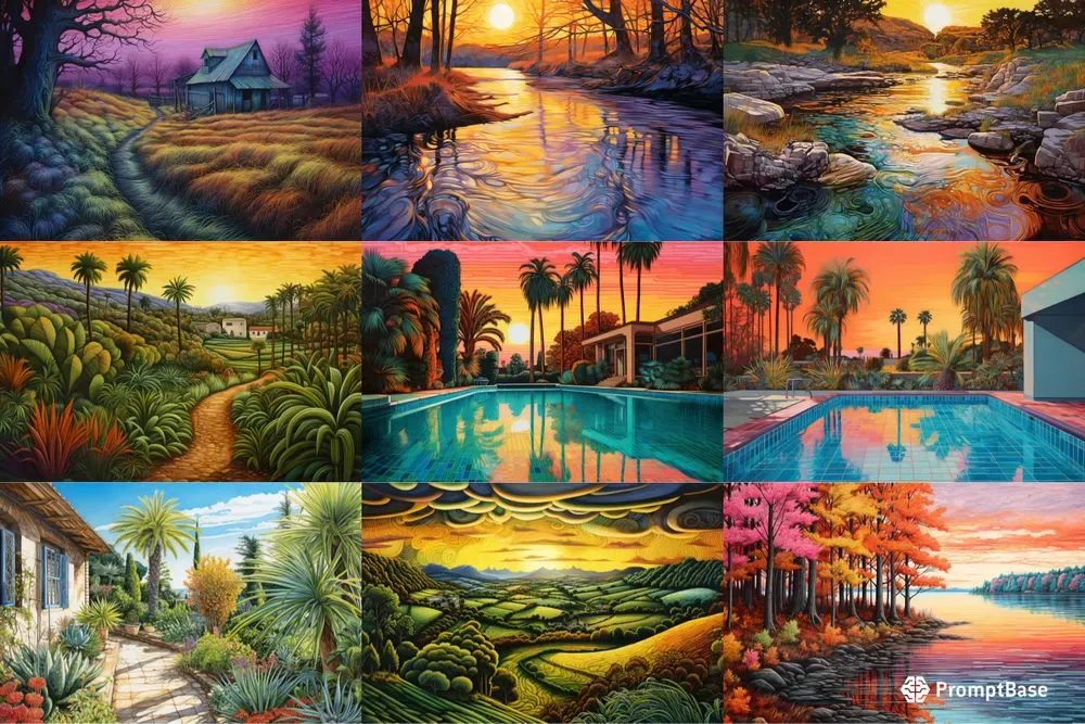 Landscape Pencil Palettes Midjourney Prompt | PromptBase