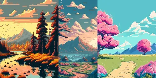 Pixel Cottagecore Landscapes Midjourney Prompt | PromptBase