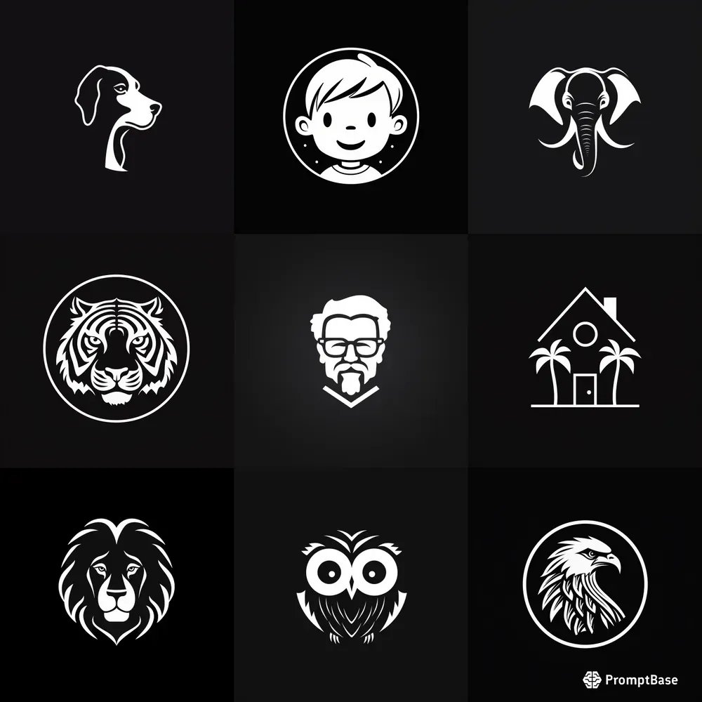 Simple Monochrome Logos Midjourney Prompt | PromptBase