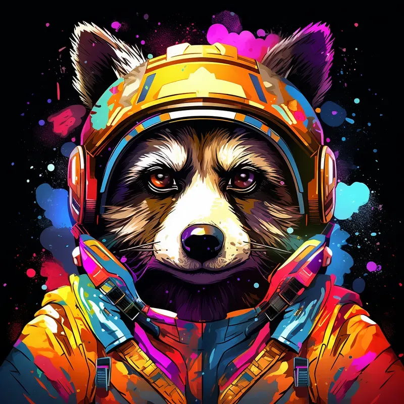 Animals In Space Helmets Vibrant Colors Midjourney Prompt | PromptBase