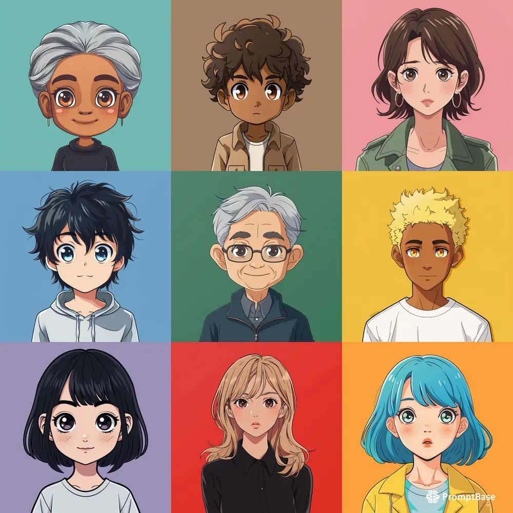 2D Anime Manga Avatar Profile Pictures Midjourney Prompt | PromptBase