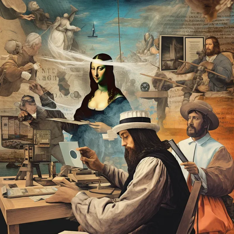 Collage Art With Historical Figures Midjourney Prompt | PromptBase