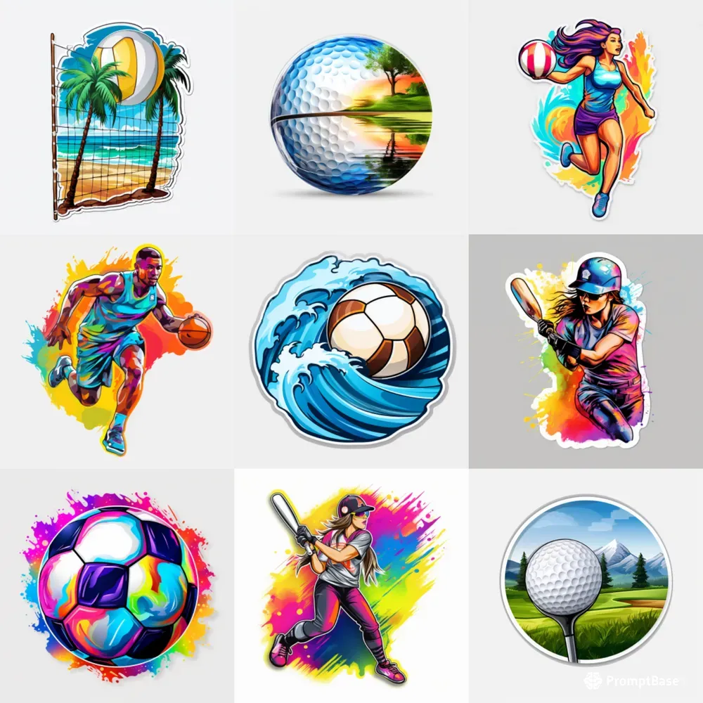 Cutesy Sports Stickers Midjourney Prompt | PromptBase