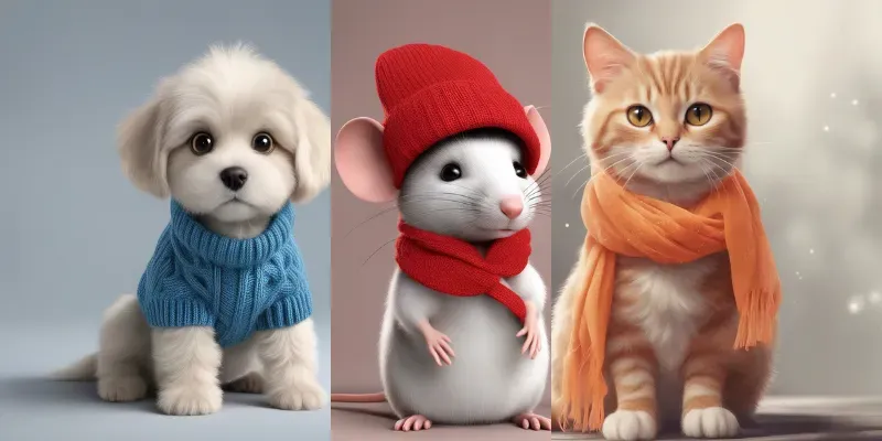 Cute Animals Wear Clothes Illustration Stable Diffusion Prompt | PromptBase