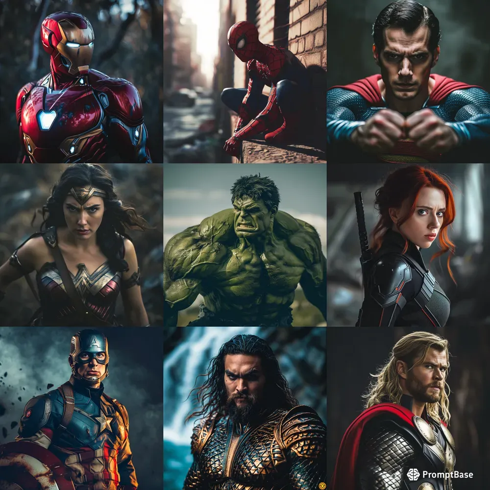 Superheroes Realistic Portraits Midjourney Prompt | PromptBase