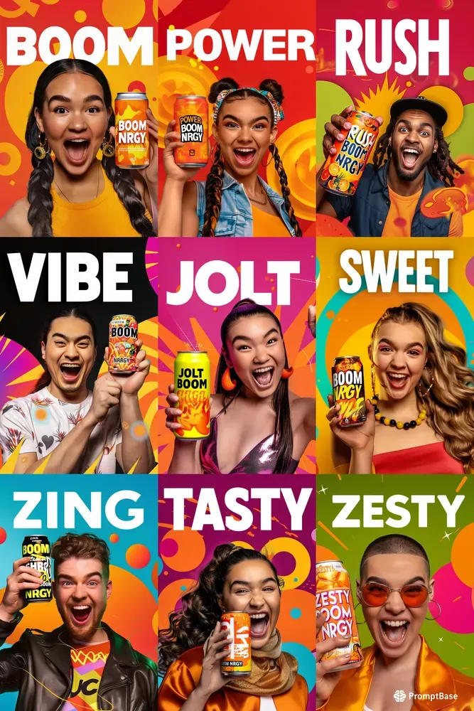 Vibrant Energy Drink Ad Campaigns Midjourney Prompt | PromptBase