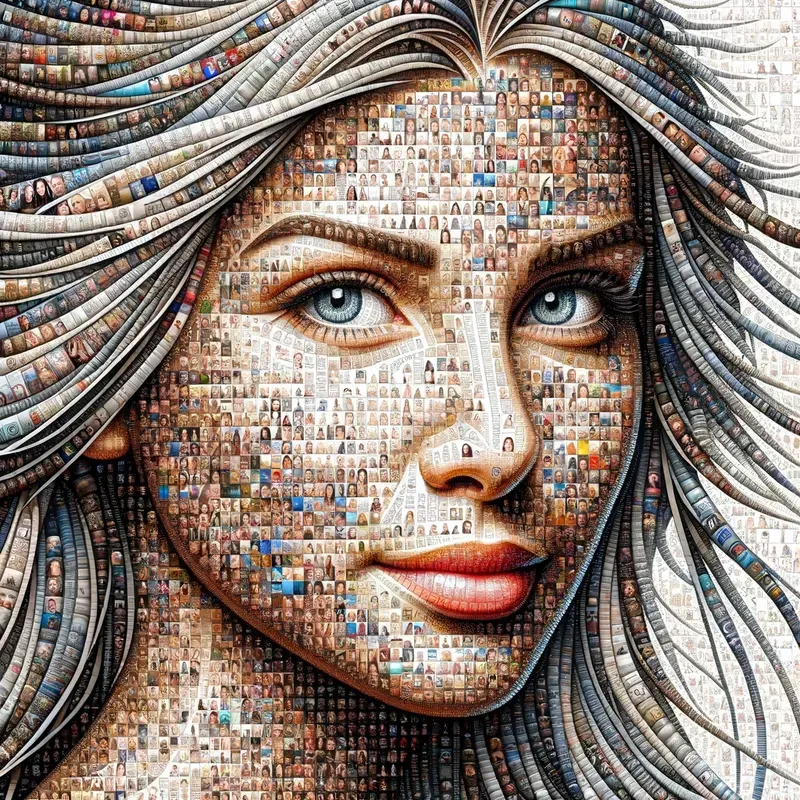 Mosaic Experiences Face Portrait Collages DALL·E Prompt | PromptBase