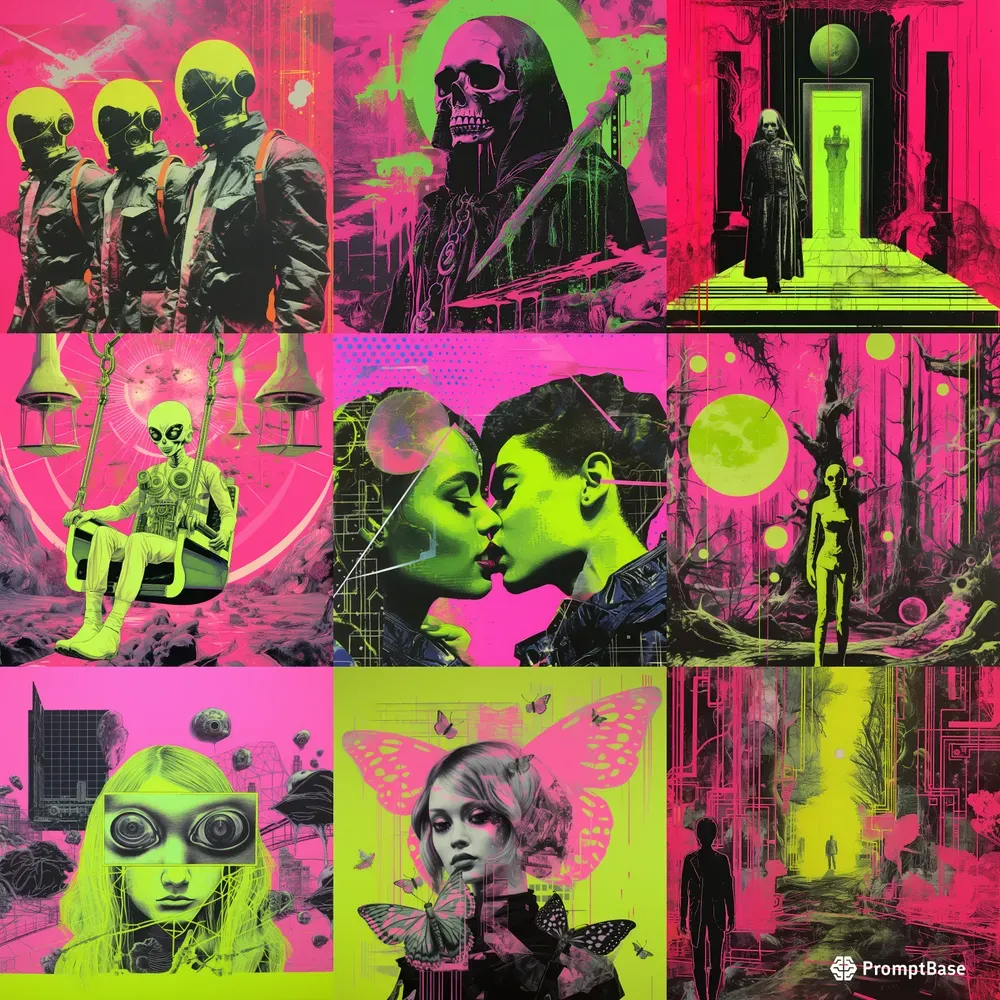 Cyberdelic Collage Art Midjourney Prompt | PromptBase