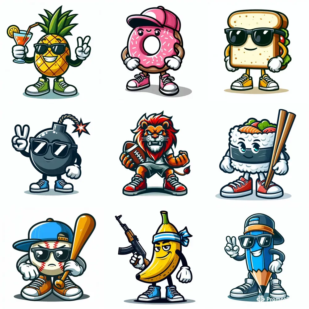 A Cool Mascot Characters Logos DALL·E Prompt | PromptBase