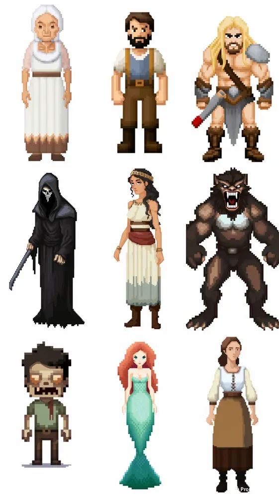 Pixel Art Game Characters Midjourney Prompt | PromptBase