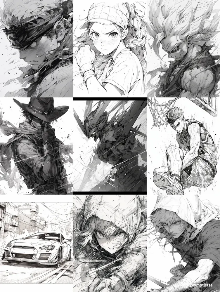 Cross Hatching Style Manga Pencil Art Midjourney Prompt | PromptBase