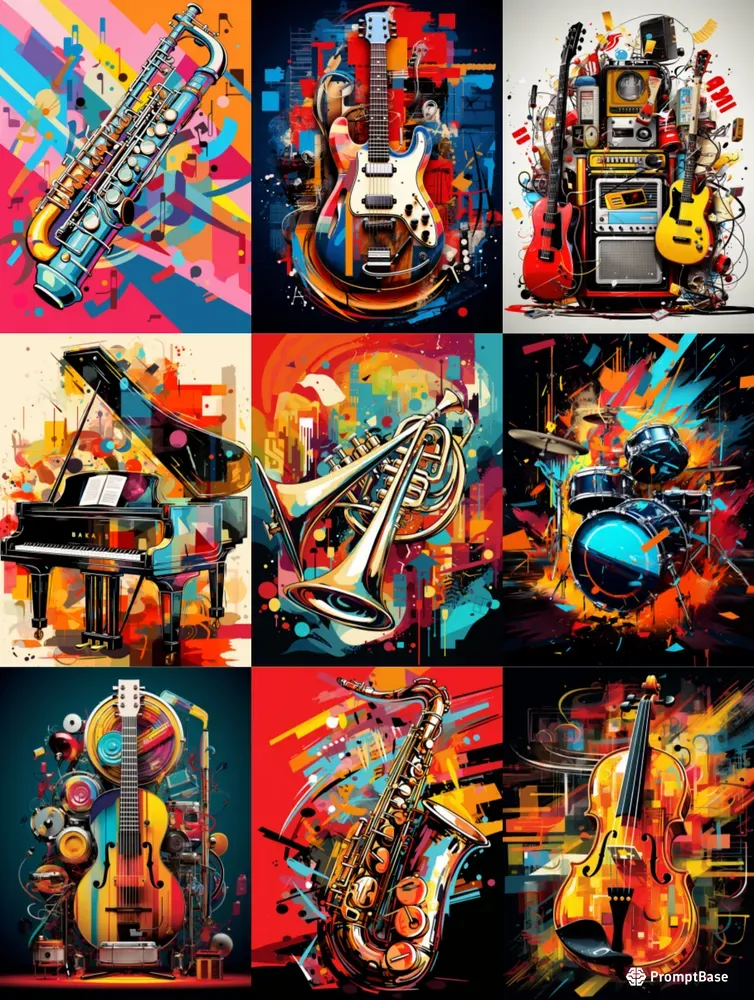 Pop Art Instruments Midjourney Prompt | PromptBase
