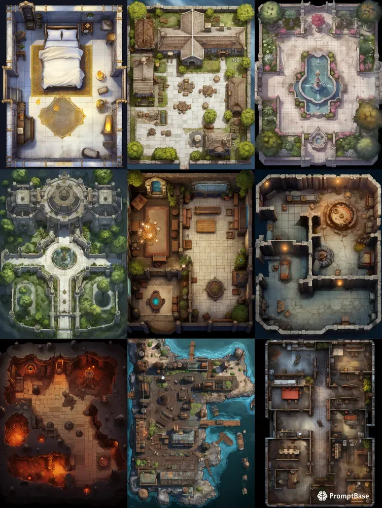 DnD Interior And Building Maps Art Games Midjourney Prompt | PromptBase