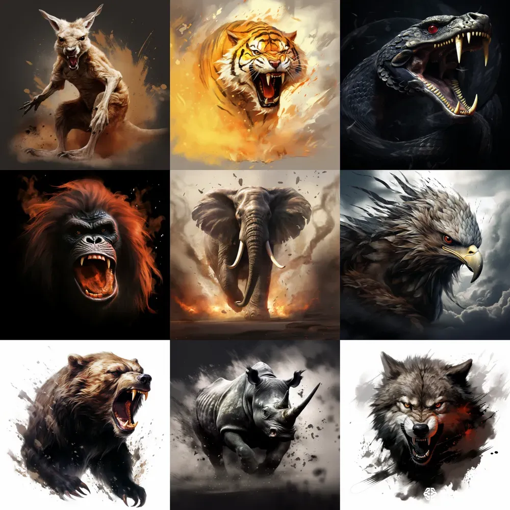 Radical Animal Digital Illustration Midjourney Prompt | PromptBase