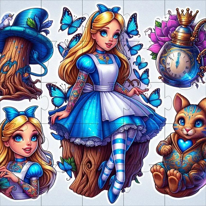 Alice In Wonderland Stickers DALL·E Prompt | PromptBase