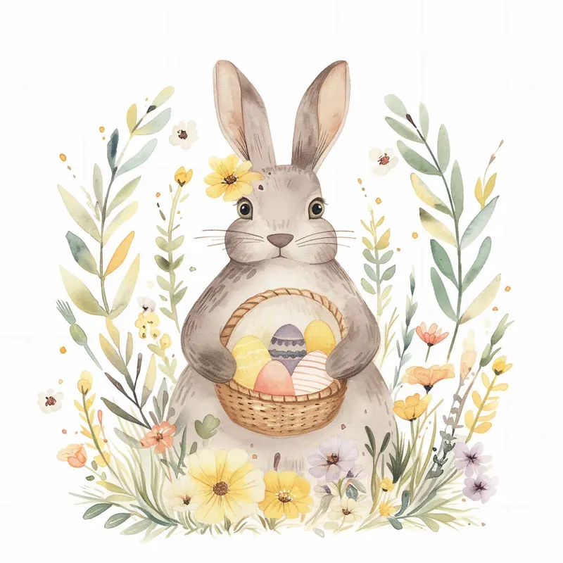 Cute Watercolor Easter Clip Art Midjourney Prompt | PromptBase