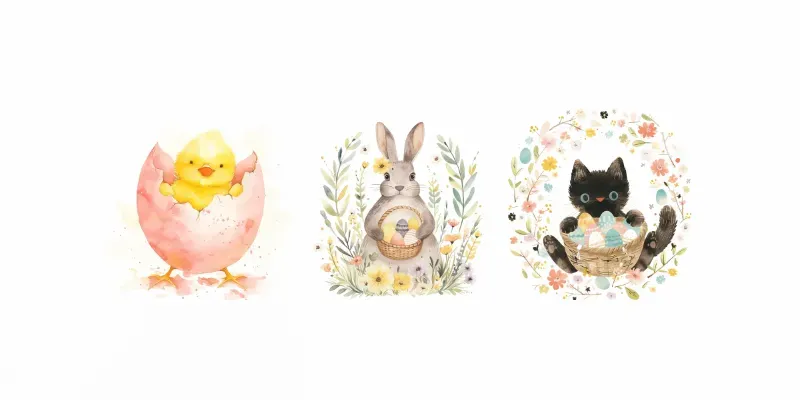 Cute Watercolor Easter Clip Art Midjourney Prompt | PromptBase