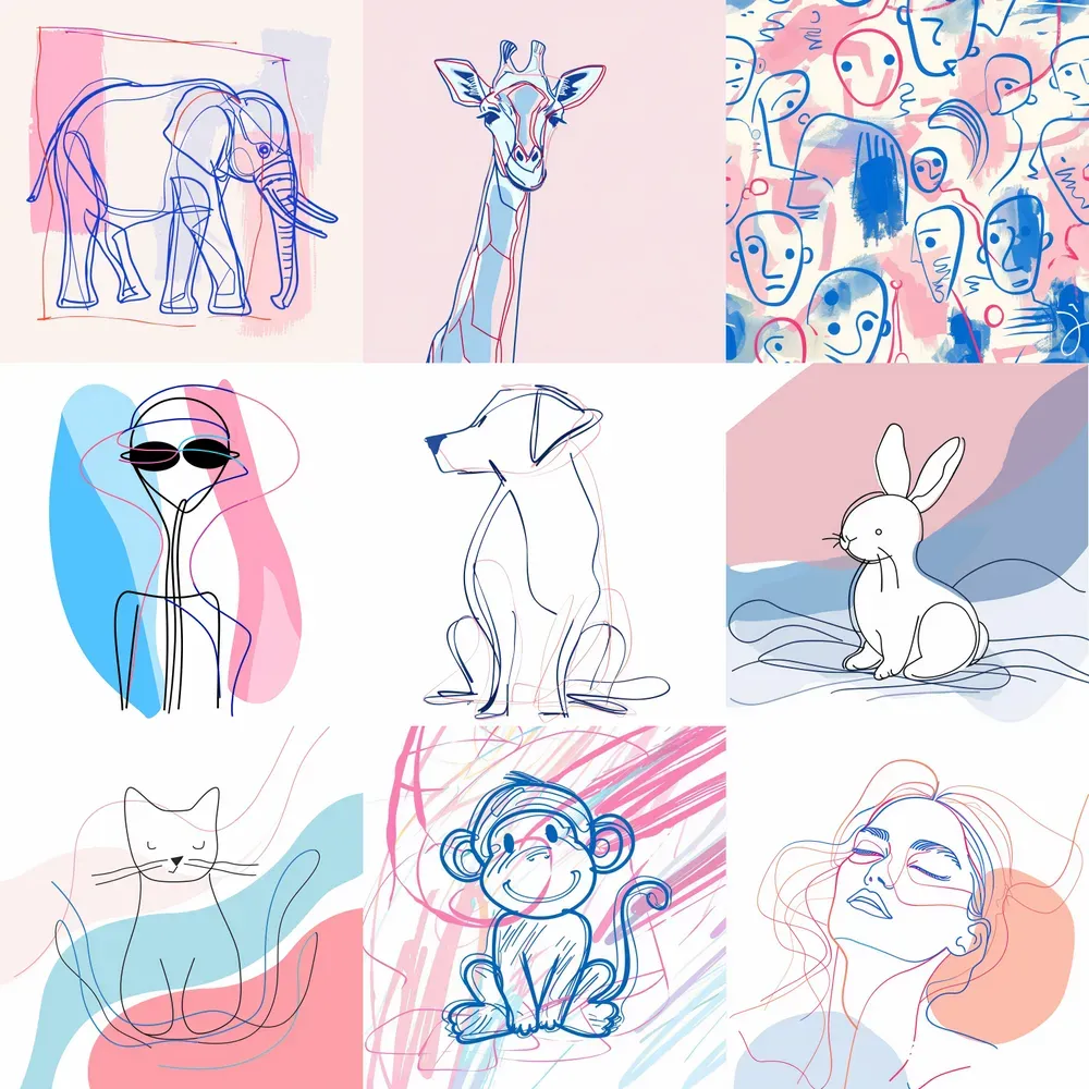 Continuous Line Drawing Art Midjourney Prompt | PromptBase