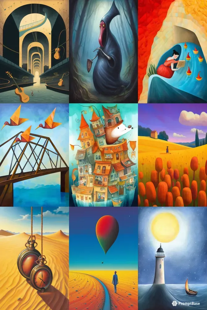 Dixit Style Game Cards Colorful Midjourney Prompt | PromptBase