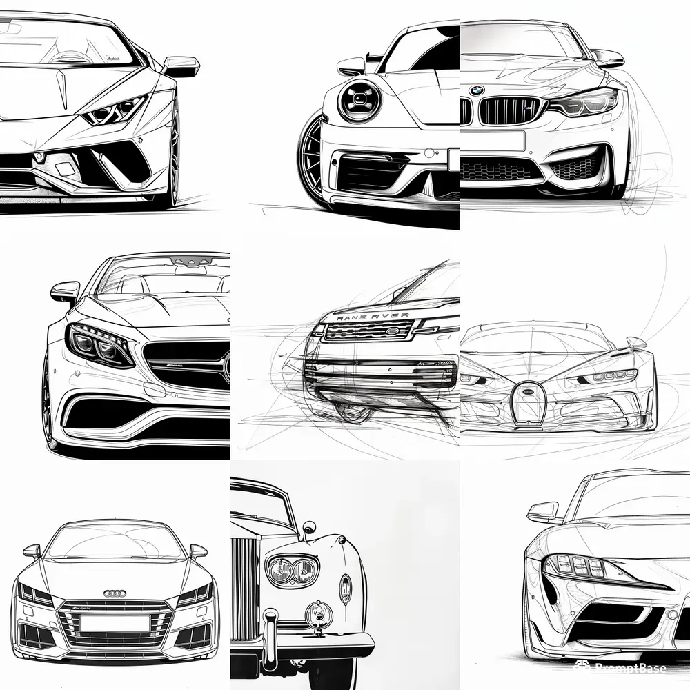 Half Of Cars Hand Drawings Midjourney Prompt | PromptBase