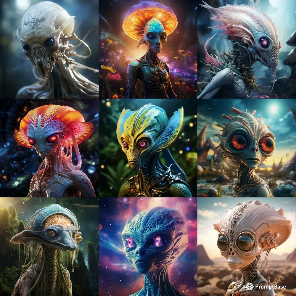 Alien Creatures Unveiled Midjourney Prompt | PromptBase