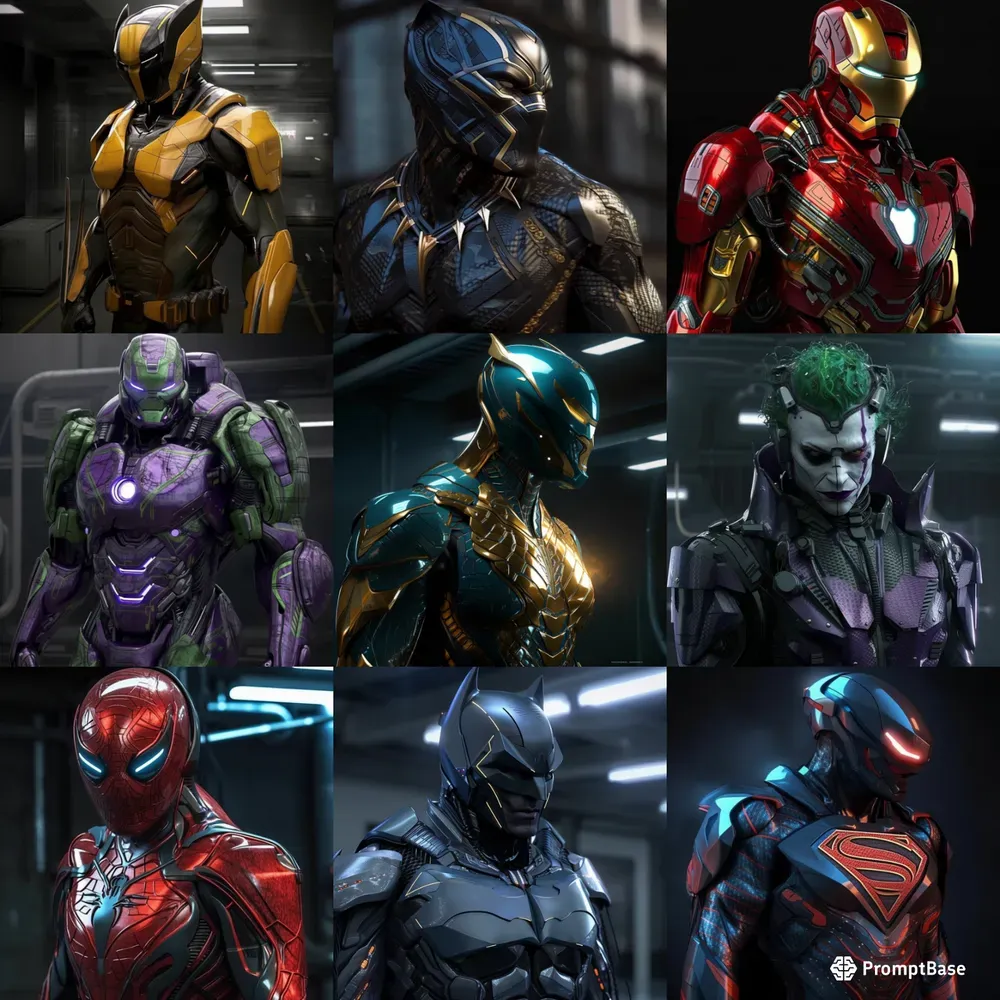 Futuristic Superhero Suits Midjourney Prompt | PromptBase
