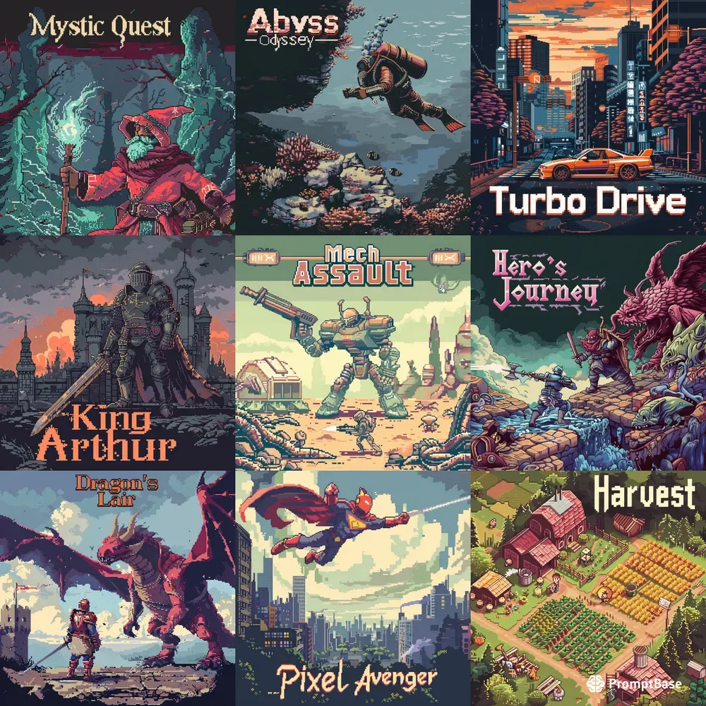8bit Pixel Art Retro Game Covers Midjourney Prompt | PromptBase