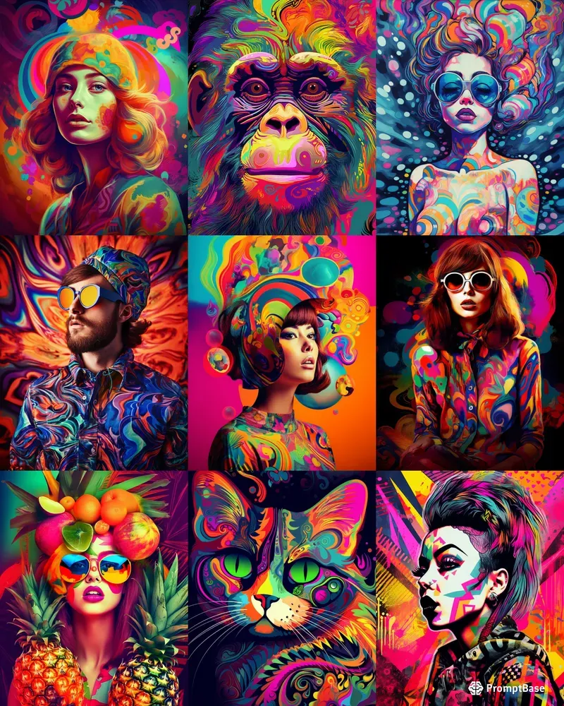 Psychedelic Funky Portraits Midjourney Prompt | PromptBase