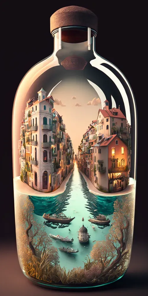 Cities In A Bottle Midjourney Prompt | PromptBase