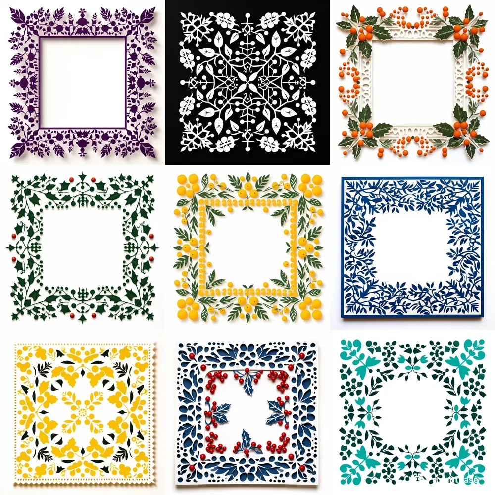 Christmas Papercut Square Frames Midjourney Prompt | PromptBase