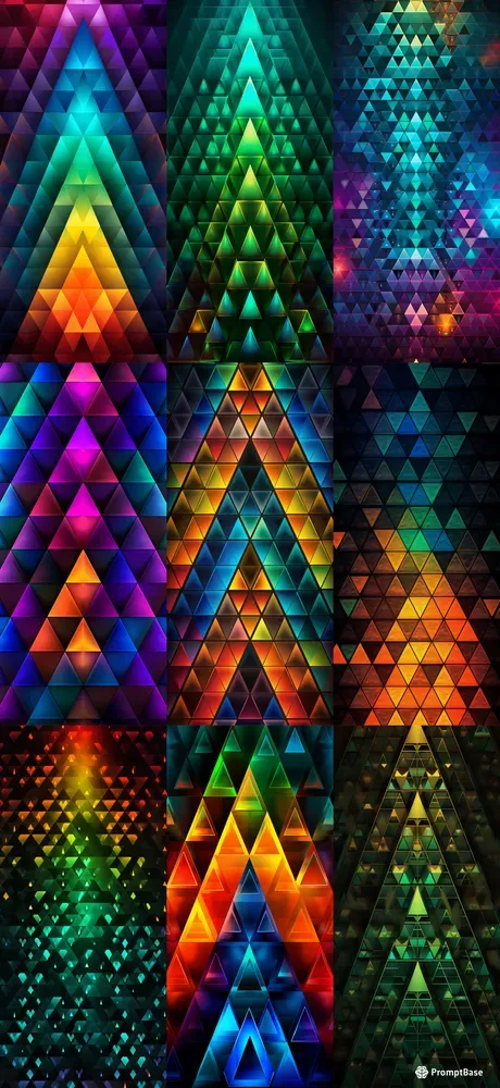 Topaz Triangle Colorful Patterns Midjourney Prompt | PromptBase