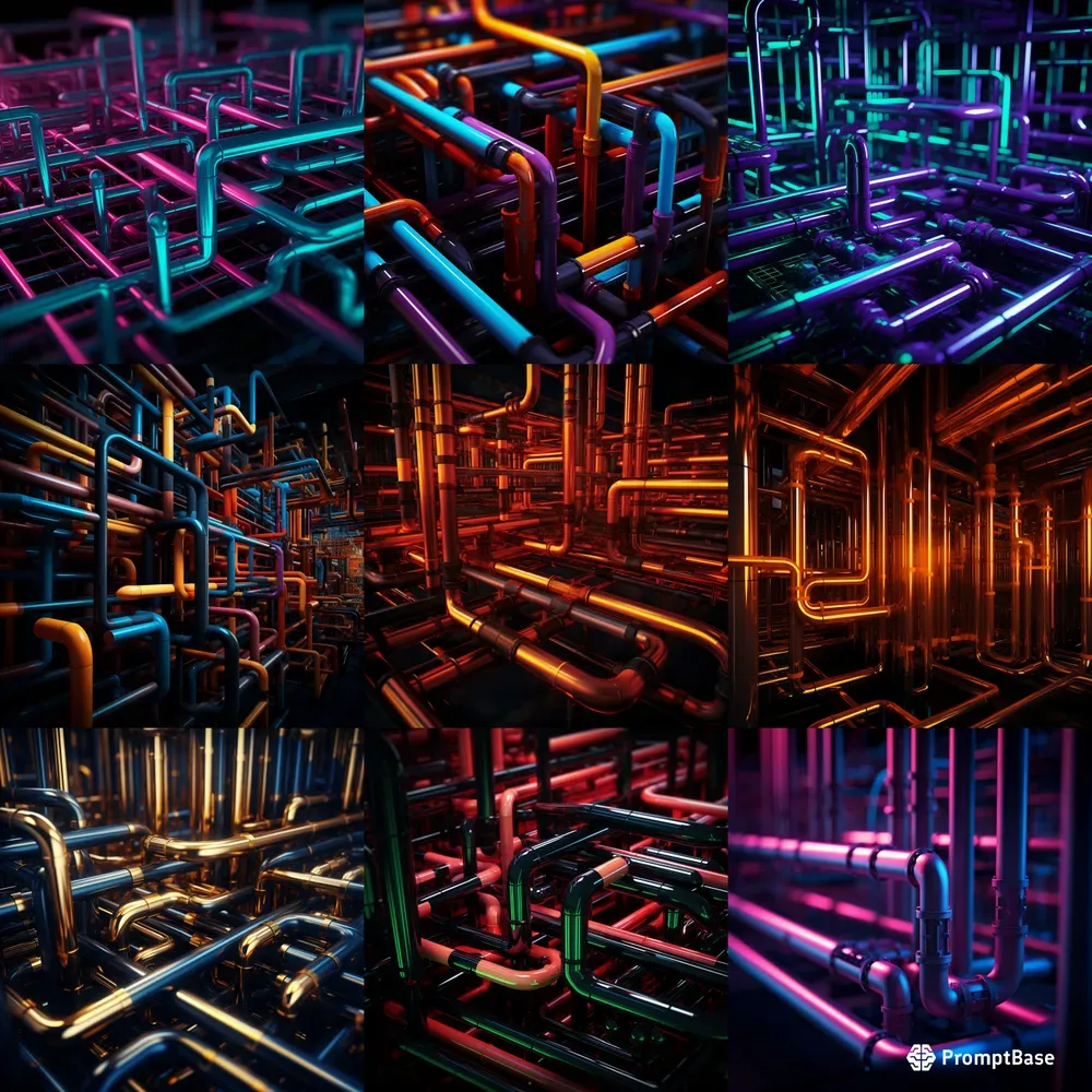 3D Interconnected Pipes Midjourney Prompt | PromptBase