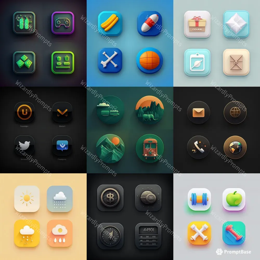 Minimalistic Utility Icons Midjourney Prompt | PromptBase