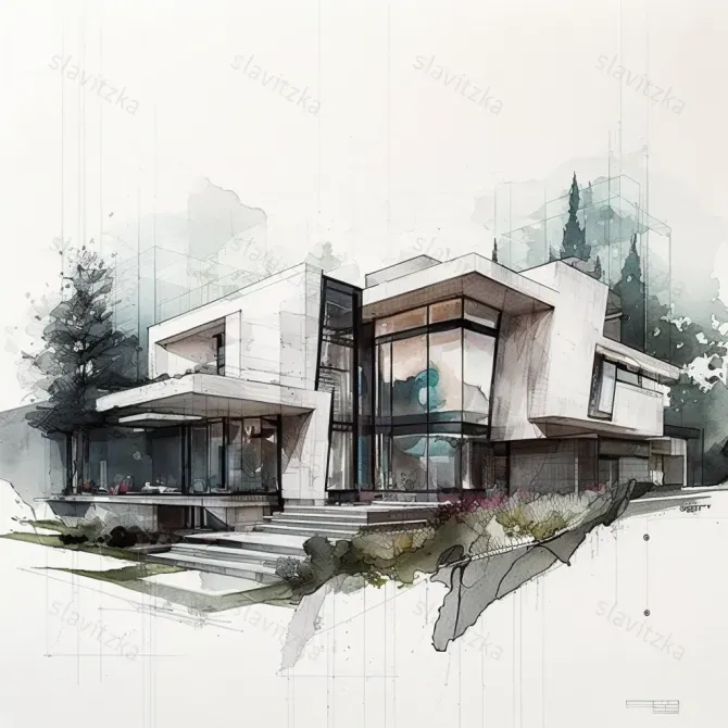 Architecture Pencil Buildings Midjourney Prompt | PromptBase