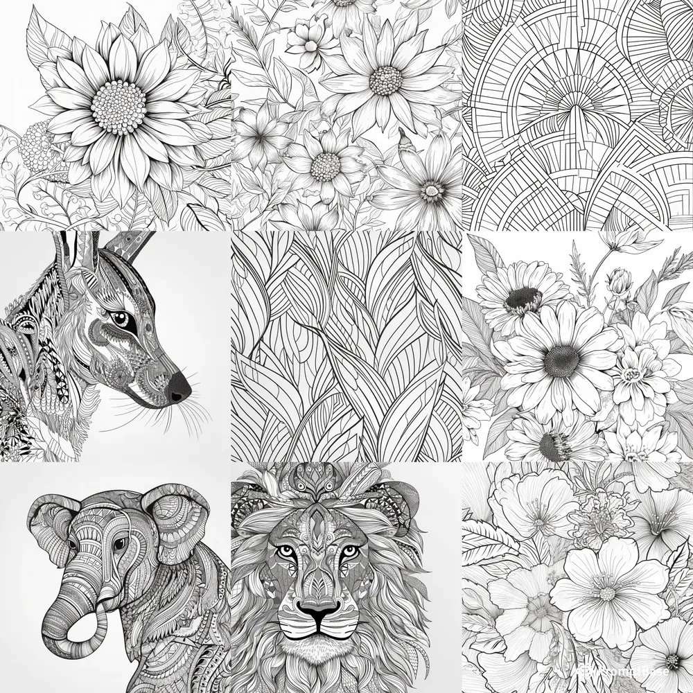 Adult Coloring Book Midjourney Prompt | PromptBase