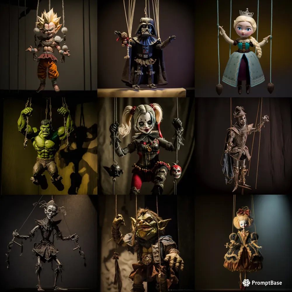 Hand Crafted Marionette Puppet Designs Midjourney Prompt | PromptBase