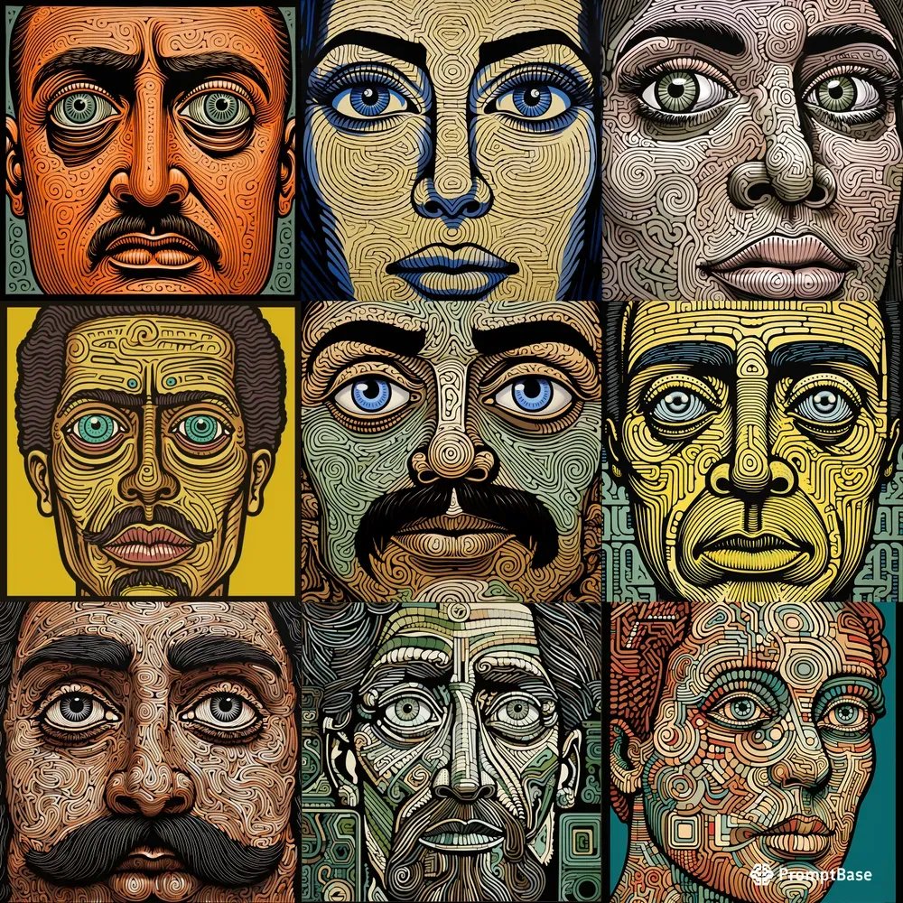 Eccentric Faces Collections Midjourney Prompt | PromptBase