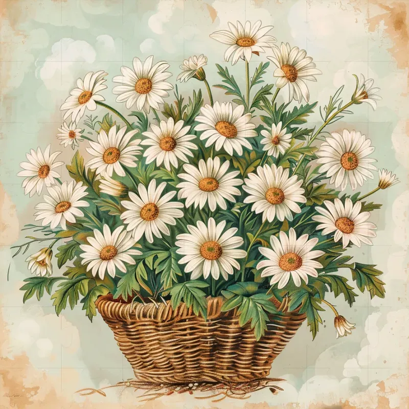 Vintage Botanical Basket Floral Patterns Midjourney Prompt | PromptBase