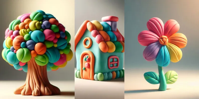 Colorful 3d Clay Figurines Collection Generator App | PromptBase