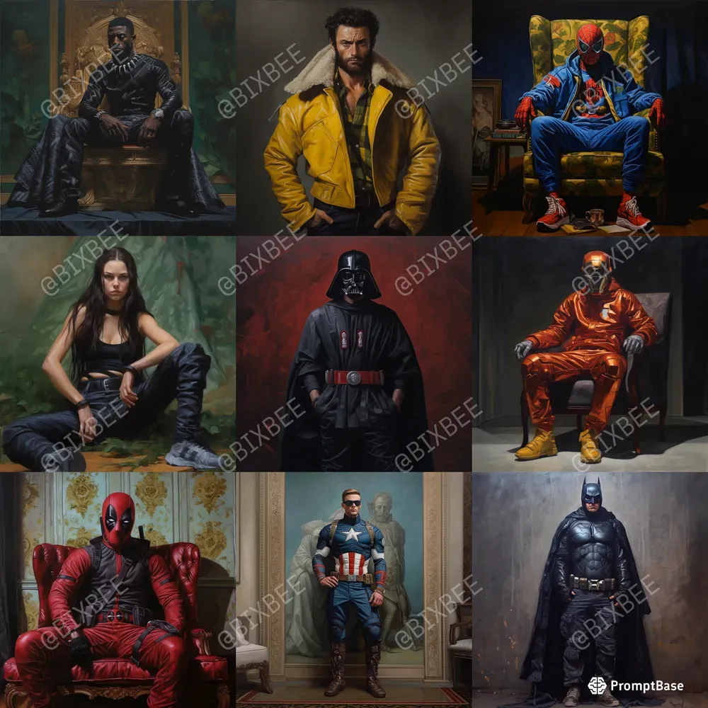Renaissance Art Of Modern Marvel Idols Midjourney Prompt | PromptBase