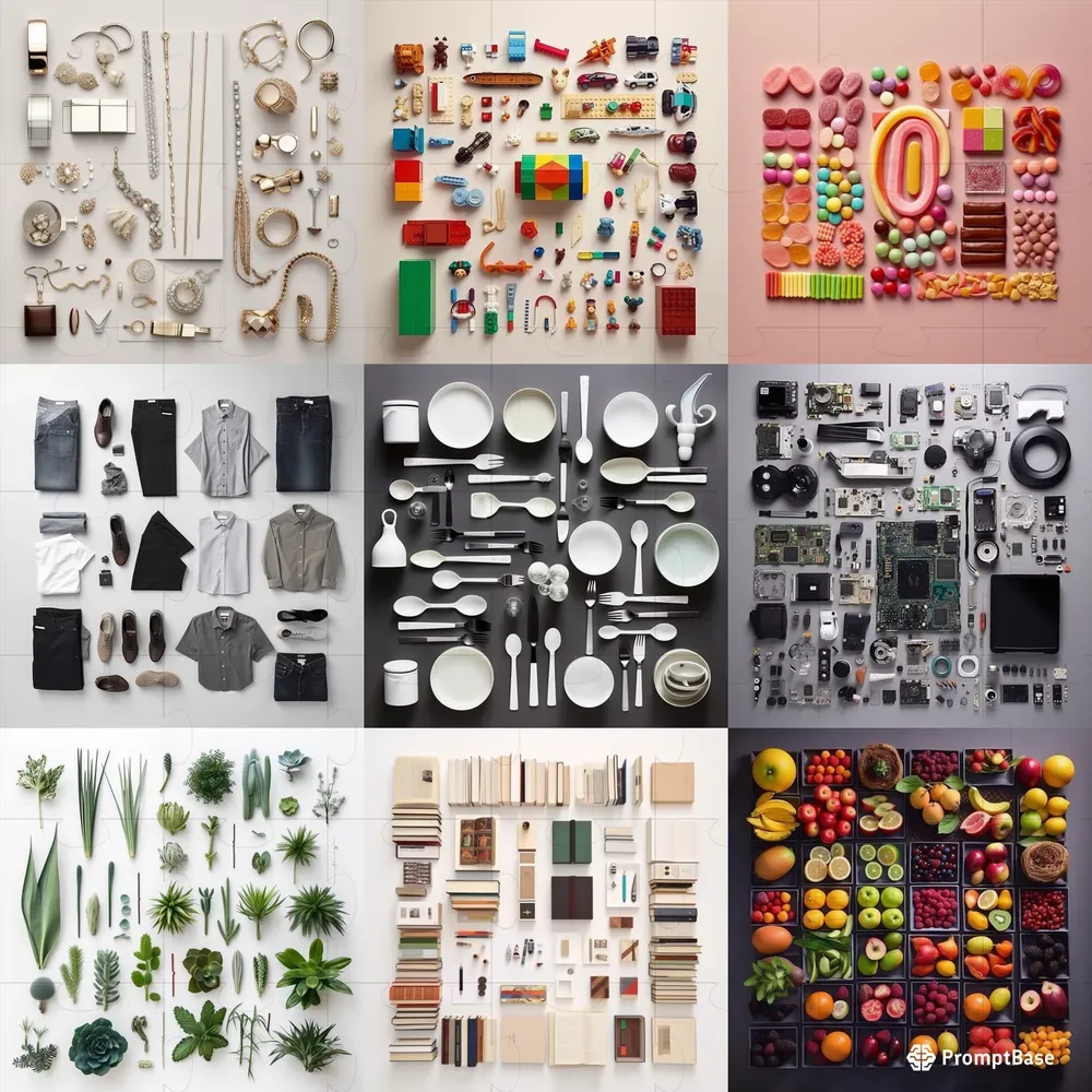Knolling Photographs Midjourney Prompt | PromptBase