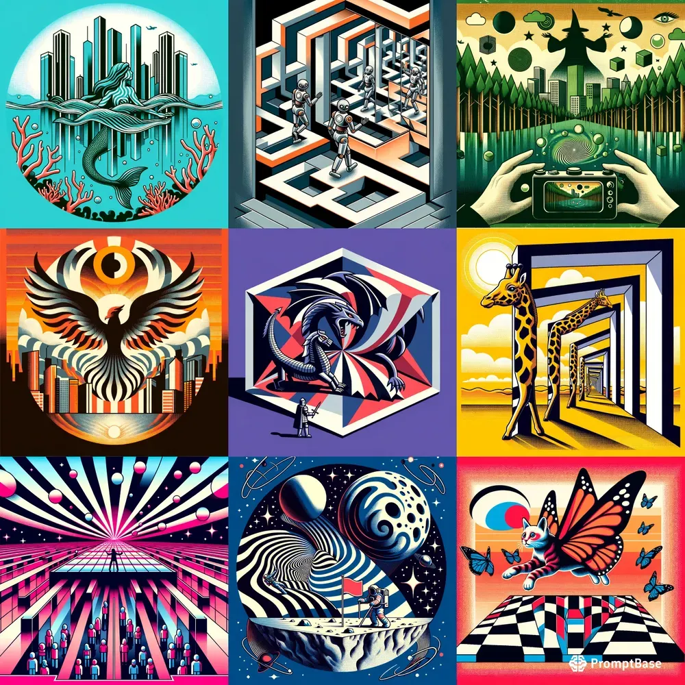 Optical Illusion Vector Scenes DALL·E Prompt | PromptBase
