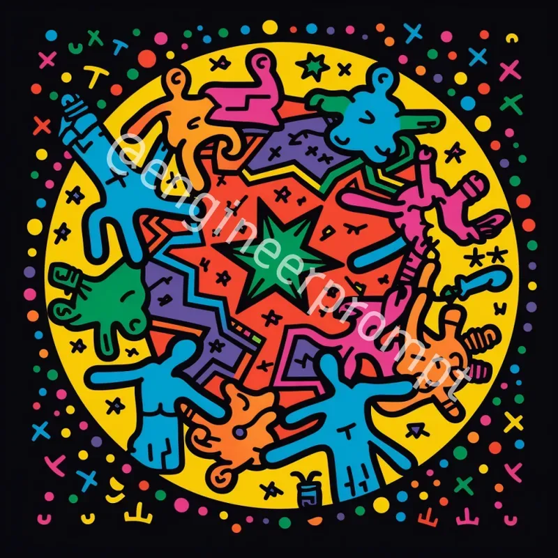 Keith Haring Style Tshirt Designs Midjourney Prompt | PromptBase